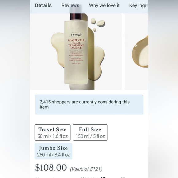 fresh | Skincare | Fresh Kombucha Antioxidant Facial Treatment Essence ...